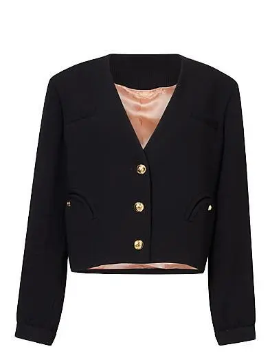 BLAZÉ MILANO Riviera Boxy Woven Bolero Jacket - Black