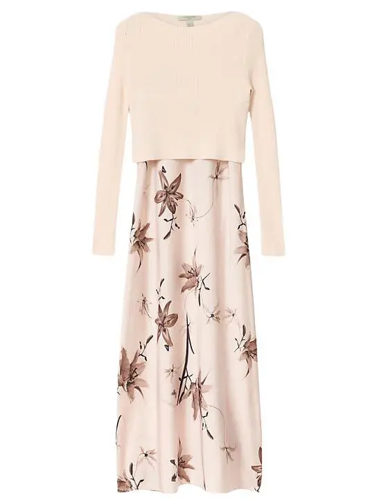 ALLSAINTS Hera Two-in-one Woven Midi Dress - Petra Cream Wh