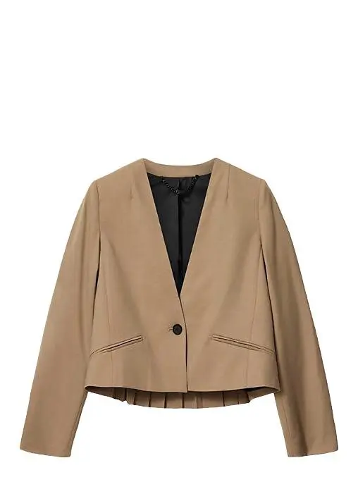 ALLSAINTS Poppy V-neck Single-breasted Blazer - Sand Brown
