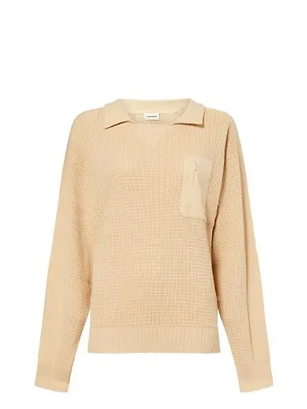 ADANOLA Panelled Pocket Knitted Sweatshirt - Caramel Beige