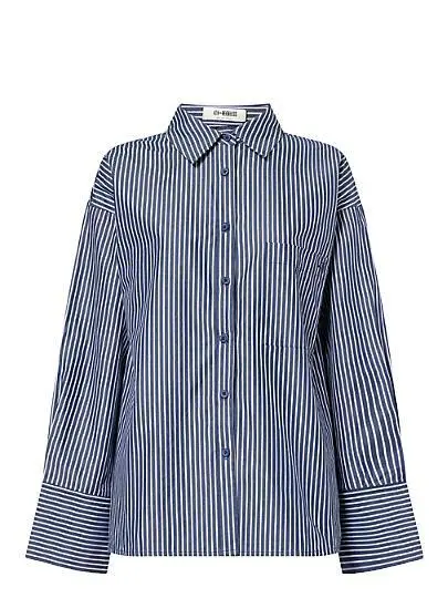 4TH & RECKLESS Frankie Stripe Cotton-blend Shirt - Navy