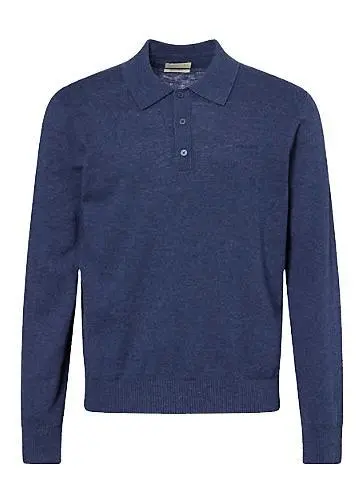 Gant Regular-fit Embroidered-logo Cotton-and-linen Polo Shirt - Dark Indigo Melange