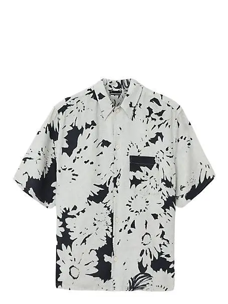 ALLSAINTS Girona Graphic-print Cotton And Linen-blend Shirt - Sharp White