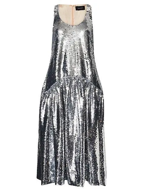Simone Rocha Flounce Sequinned Midi Dress - Silver