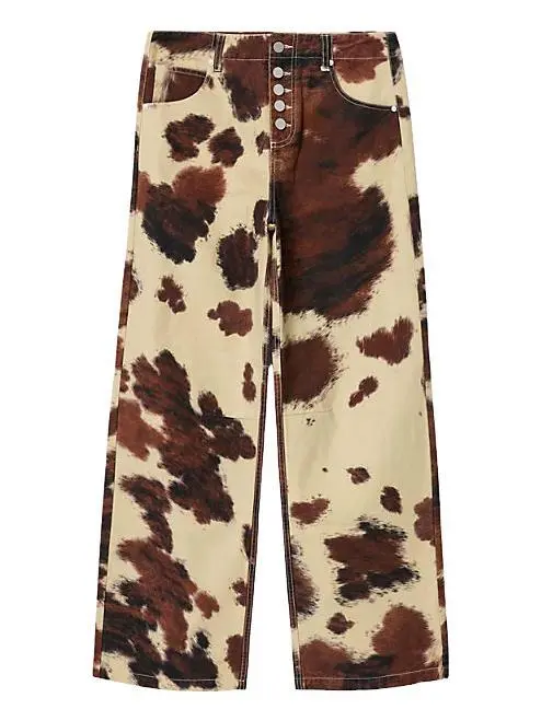ALLSAINTS Tay Cow-print Straight-leg Mid-rise Jeans - Cow Print