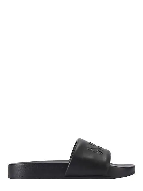 Kurt Geiger Stacked Faux-leather Slides - Black