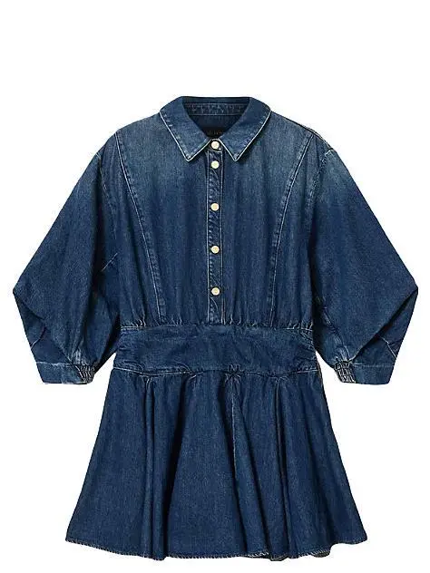 ALLSAINTS Arlo Button-down Denim Mini Dress - Mid Indigo