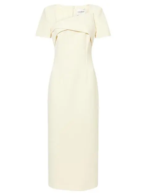Roland Mouret Pleated Woven Midi Dress - Yellow