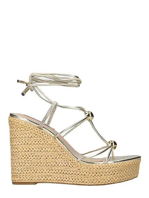 Steve Madden Faux-leather Wedge Sandals - Gold