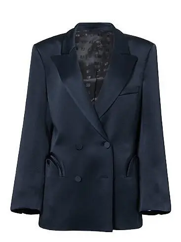 BLAZÉ MILANO Everynight Double-breasted Satin Blazer - Dark Navy
