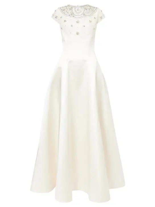 Huishan Zhang Margo Embellished Satin Gown - Ivory