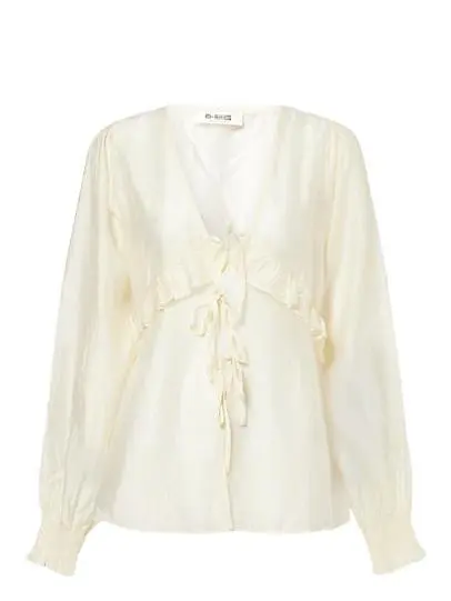 4TH & RECKLESS Hattie Ruffle-trim Woven Blouse - Buttercream