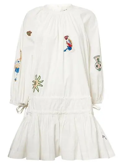 ALEMAIS Carmine Embroidered Cotton Mini Dress - White