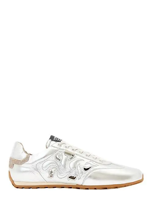 ALLSAINTS Liam Leather Trainers - Silver Shine