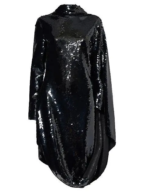Stella McCartney Long-sleeve Sequin Draped Mini Dress - Black