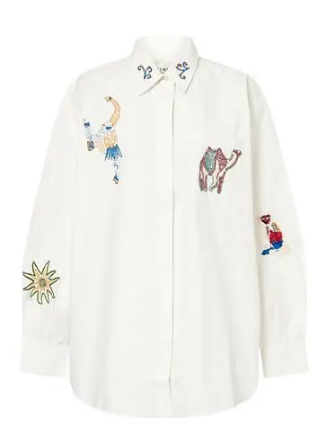 ALEMAIS Carmine Embroidered Cotton Shirt - White