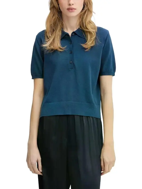 Patrizia Pepe Buttoned Polo Top - Blue