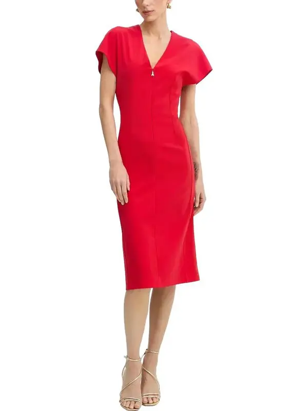 Patrizia Pepe V-neck Midi Dress - Red