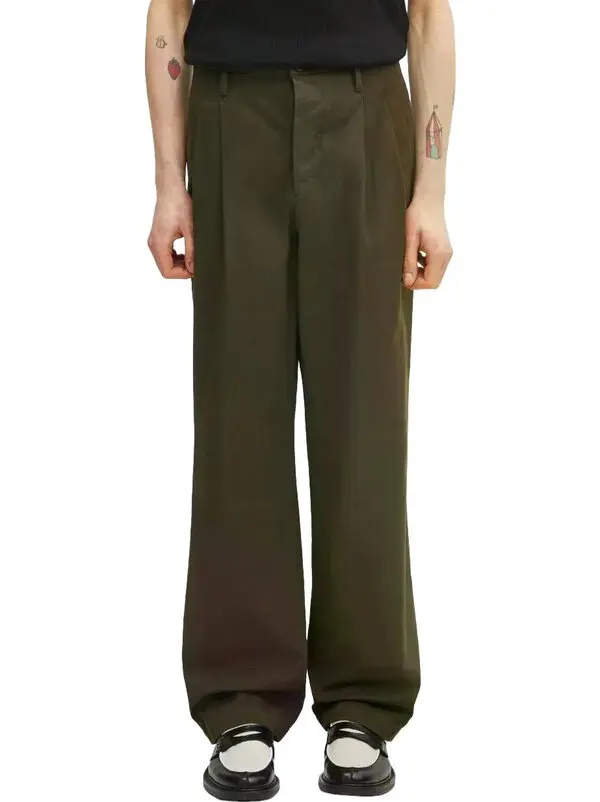 C.P. COMPANY Pleated Straight-leg Trousers - Green