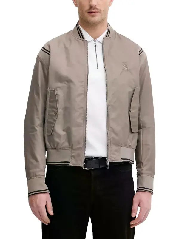 Armani Exchange Logo-embroidered Bomber Jacket - Neutrals