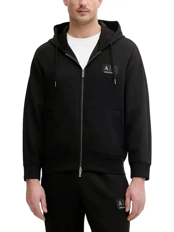 Armani Exchange Hooded Full Zip Sweatshirt - Black