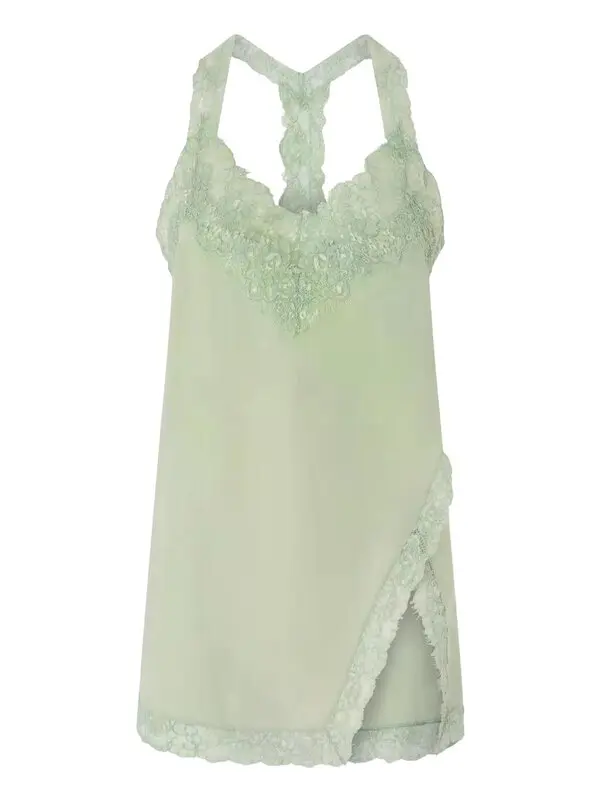 Pinko Lace Trim Silk Top - Green