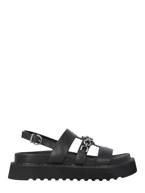Pinko Chain-detail Leather Sandals - Black
