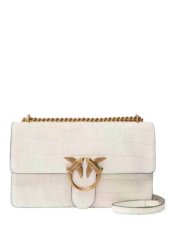 Pinko Crocodile-effect Birds Cross Body Bag - Neutrals