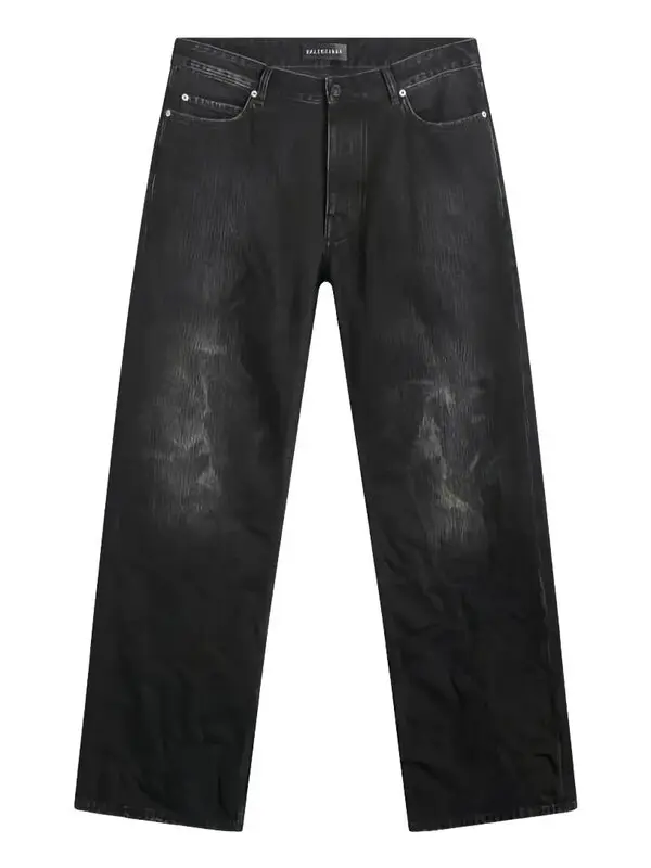 Balenciaga Distressed Wide-leg Jeans - Black