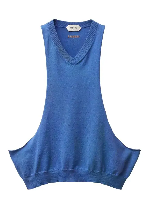 Versace Cotton Knit Tank Top - Blue