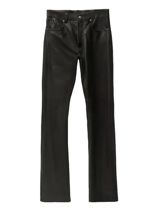Versace Plongé Leather Straight Leg Pants - Black