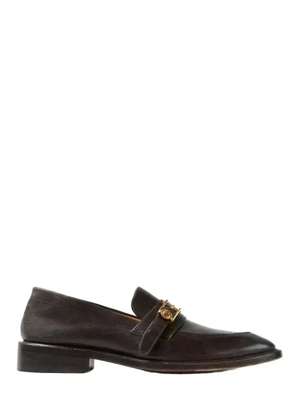 Versace Primo Leather Loafers - Brown