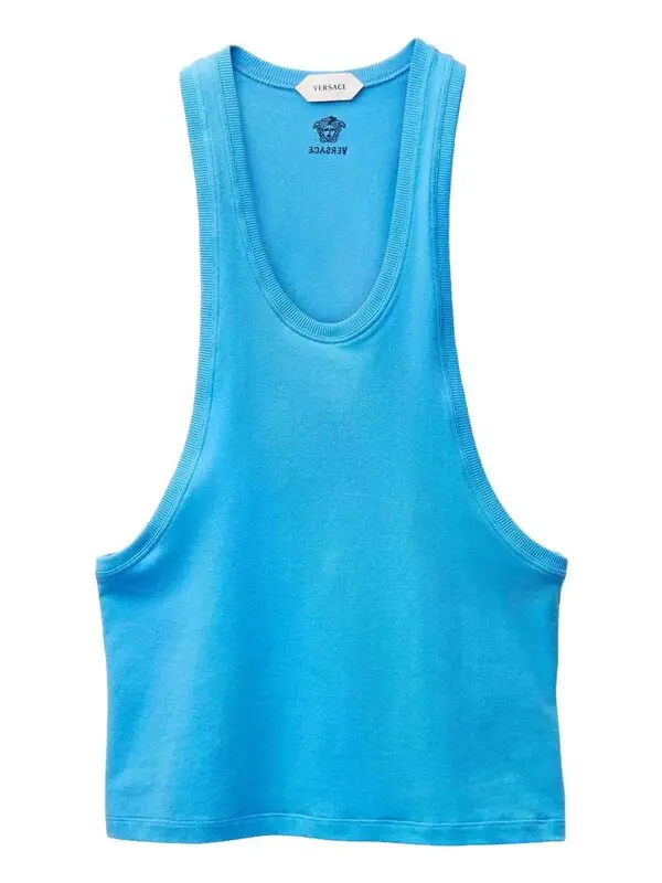Versace Cotton-jersey Tank Top - Blue