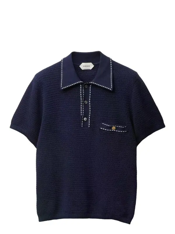 Versace Cotton Knit Polo - Blue