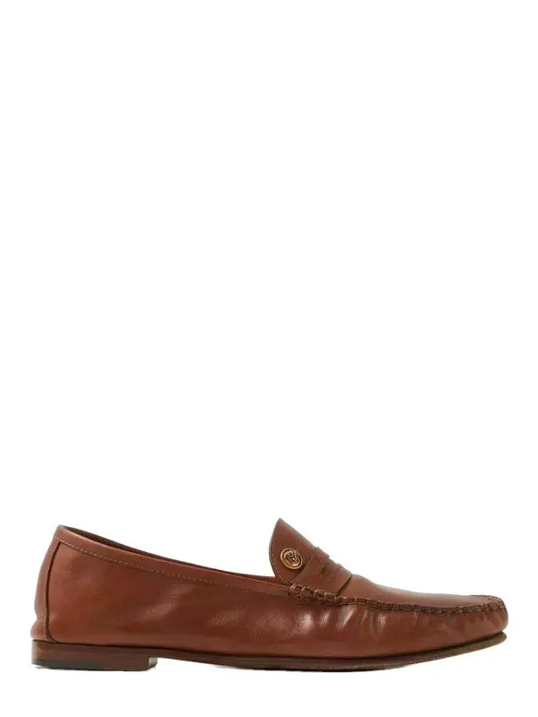 Versace Guanto Leather Driving Loafers - Brown
