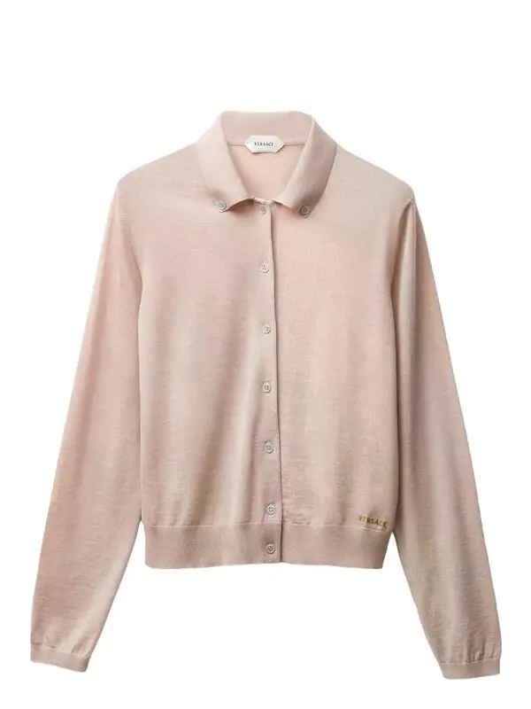 Versace Embroidered Wool Knit Cardigan - Pink