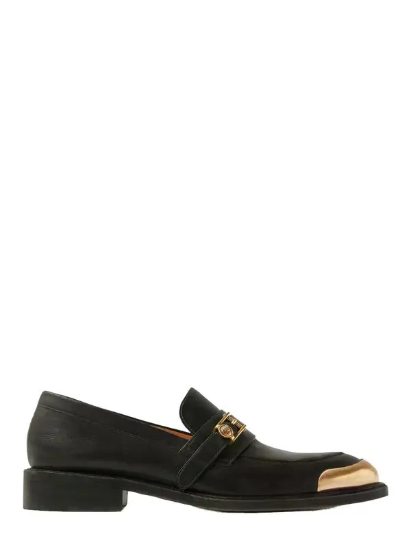 Versace Primo Leather Loafers - Black