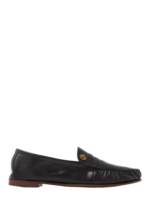 Versace Guanto Leather Driving Loafers - Black
