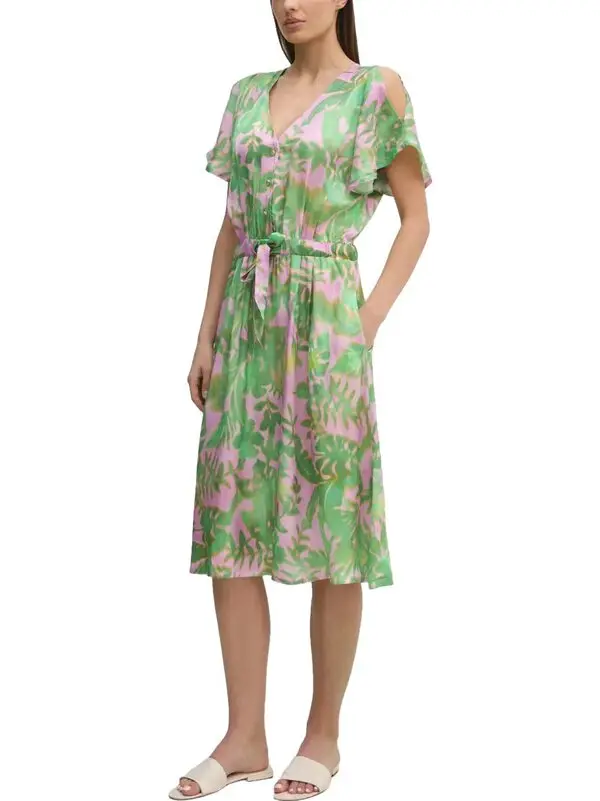 LA PETITE FRANÇAISE Floral-print Tie-waist Midi Dress - Green