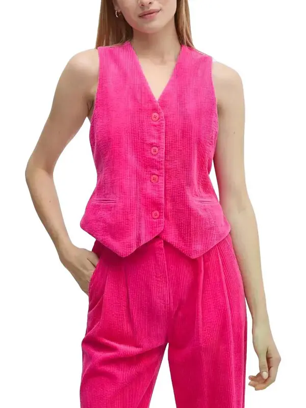 LA PETITE FRANÇAISE Button Corduroy Waistcoat - Pink