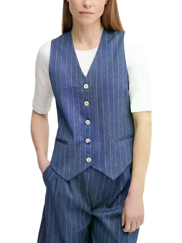 LA PETITE FRANÇAISE Gwen Pinstripe Waistcoat - Blue