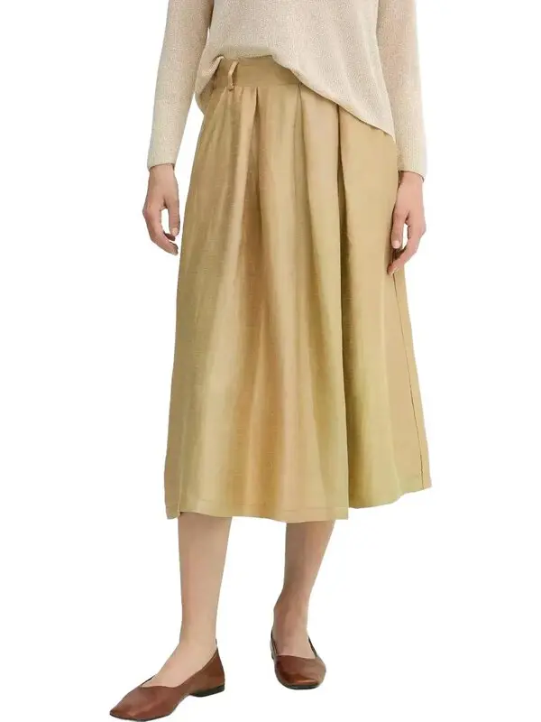 LA PETITE FRANÇAISE Josephine Pleated Midi Skirt - Neutrals