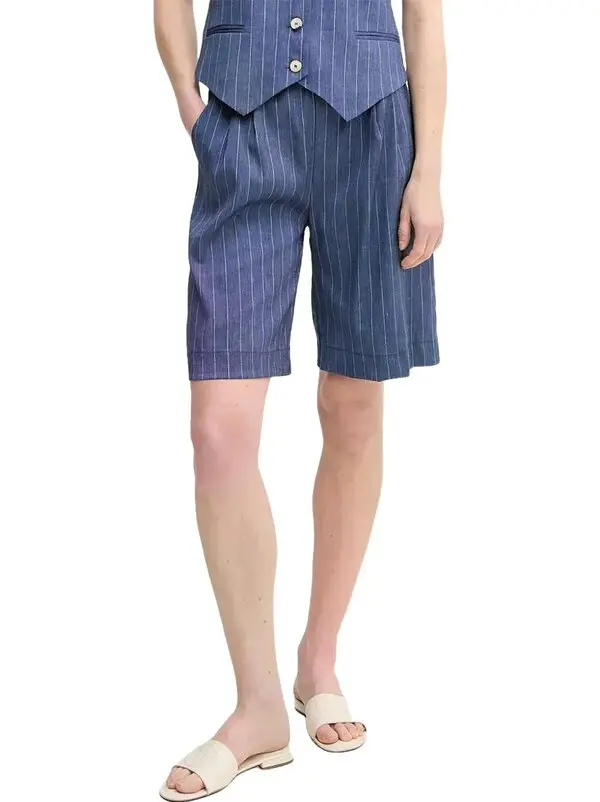 LA PETITE FRANÇAISE Pinstripe Drawstring Shorts - Blue