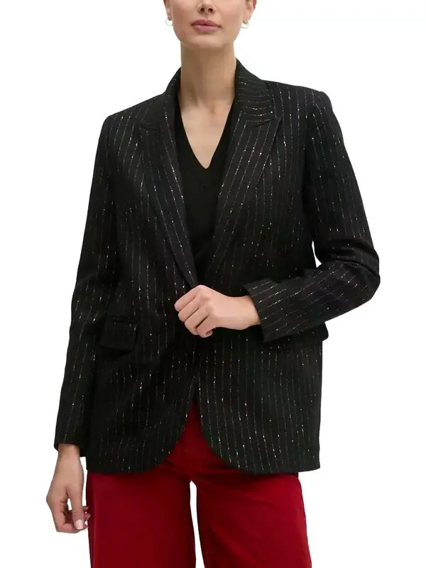 LA PETITE FRANÇAISE Striped Button Blazer - Black