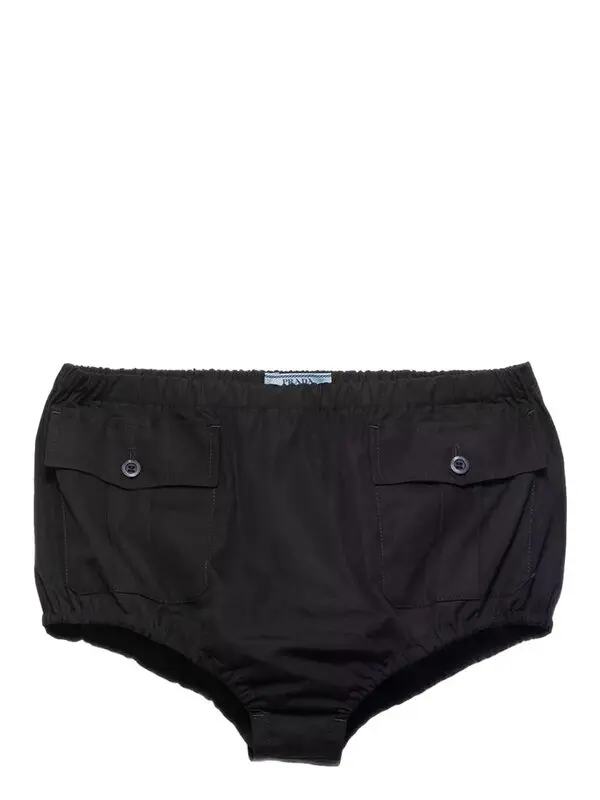 Prada Flapped-patch Poplin Shorts - Black