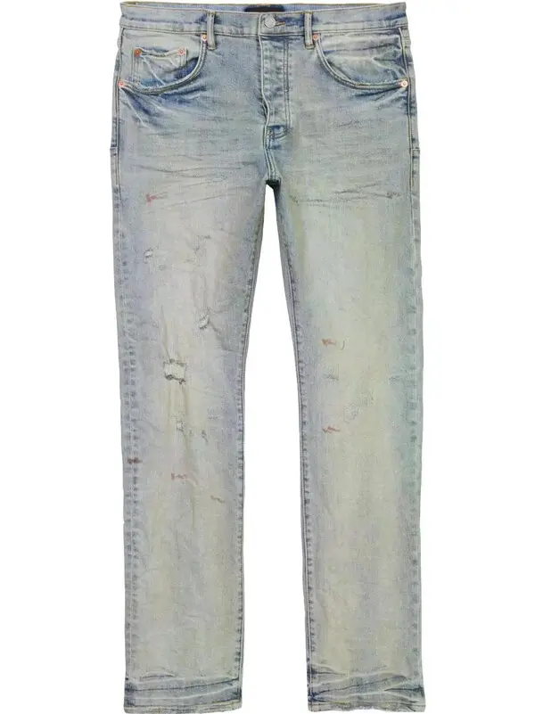 PURPLE BRAND Distressed Straight-leg Jeans - Blue