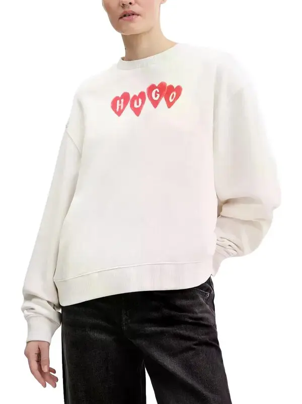 Hugo Heart-print Sweatshirt - Neutrals