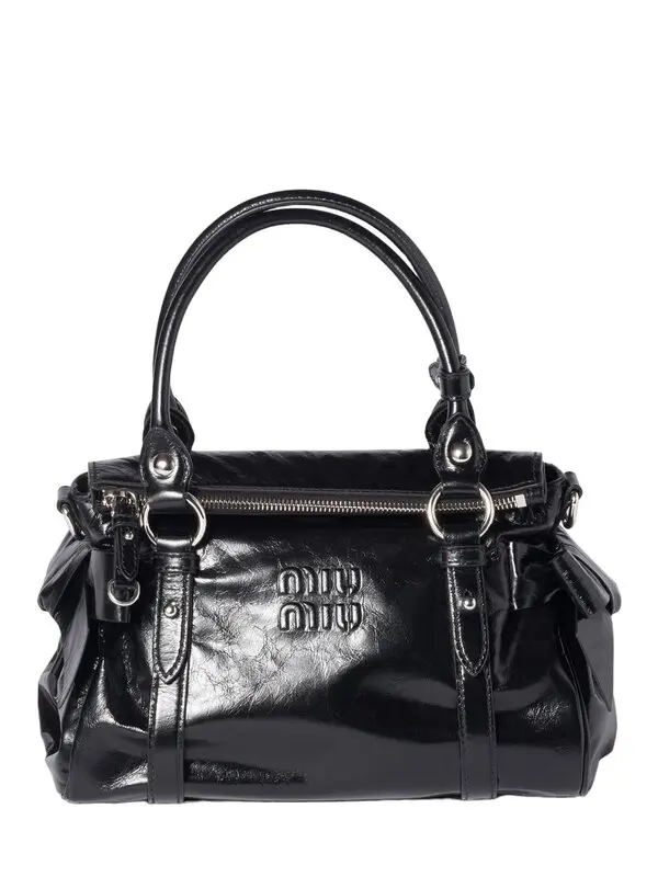 Miu Miu Shiny Leather Top-handle Bag - Black