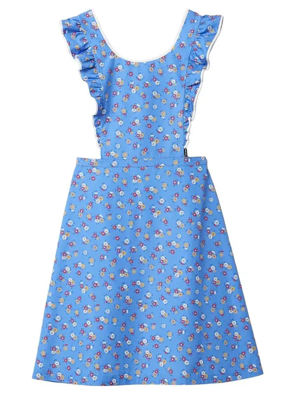 Miu Miu Poplin Pinafore Dress - Periwinkle/ruby