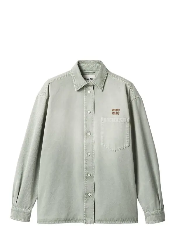 Miu Miu Washed Gabardine Shirt - Green